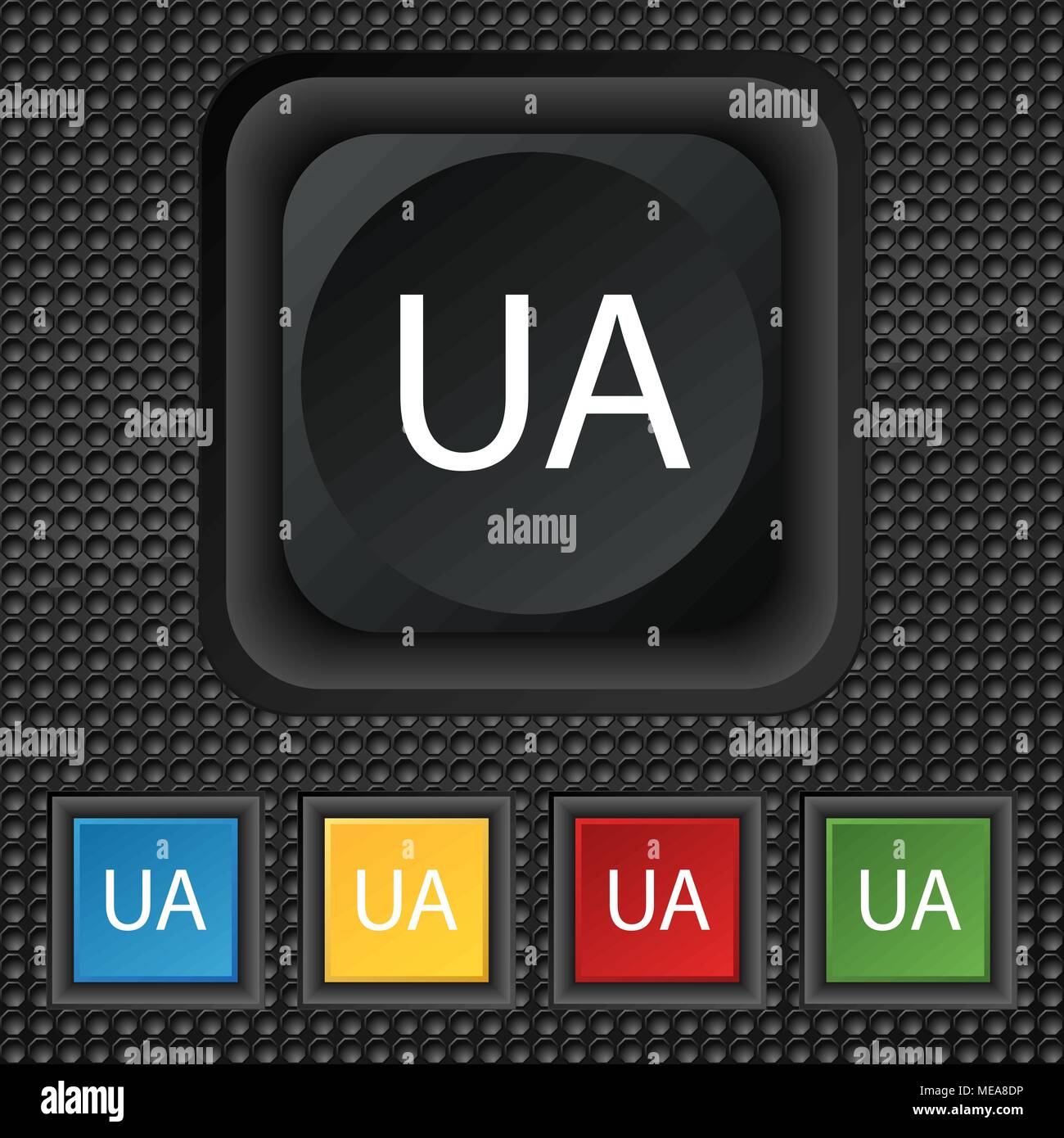 Ukraine sign icon. symbol. UA navigation. Set of colored buttons Vector ...
