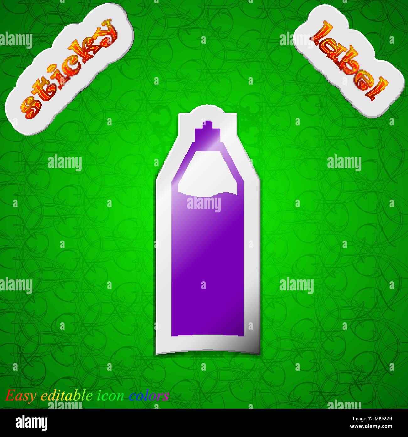 Plastic bottle with drink icon sign. Symbol chic colored sticky label ...