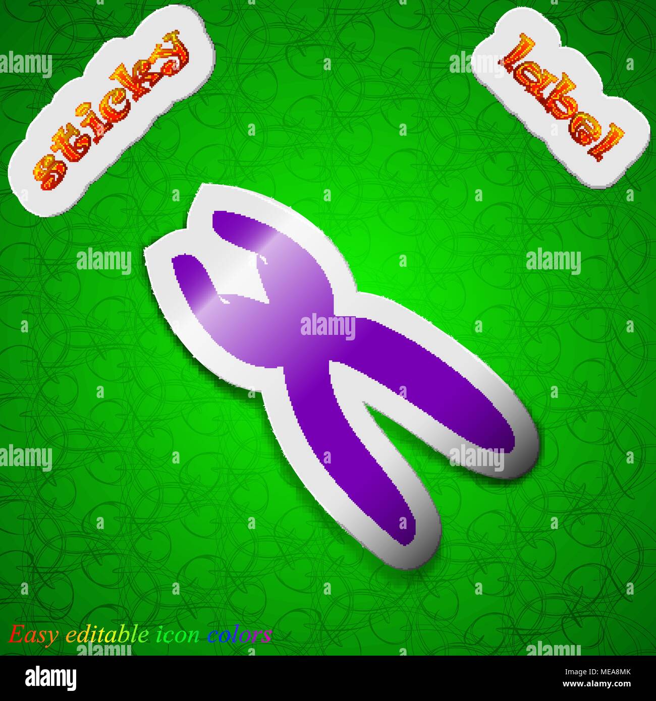 pliers icon sign. Symbol chic colored sticky label on green background ...