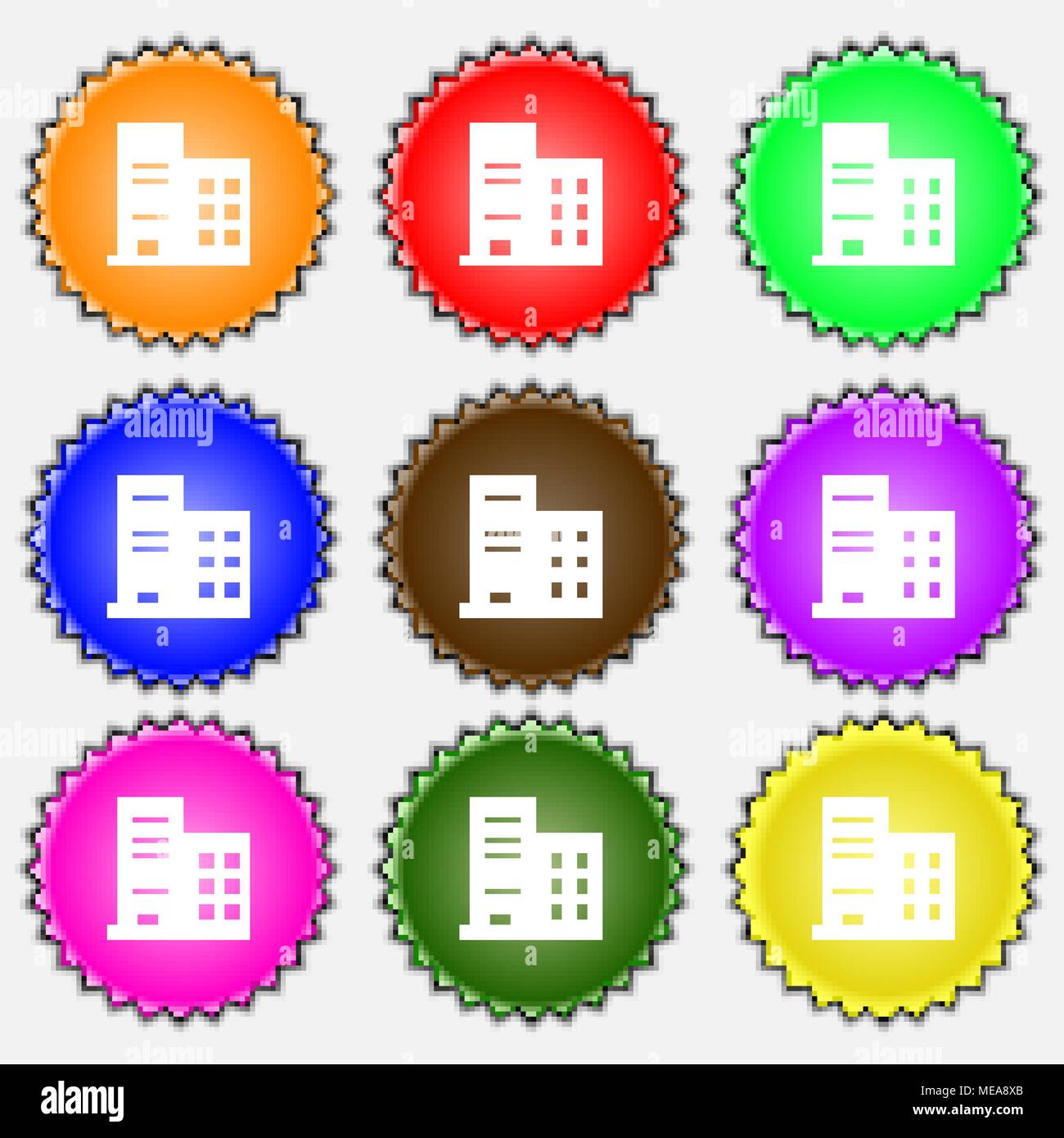 high-rise commercial buildings and residential apartments icon sign. A ...