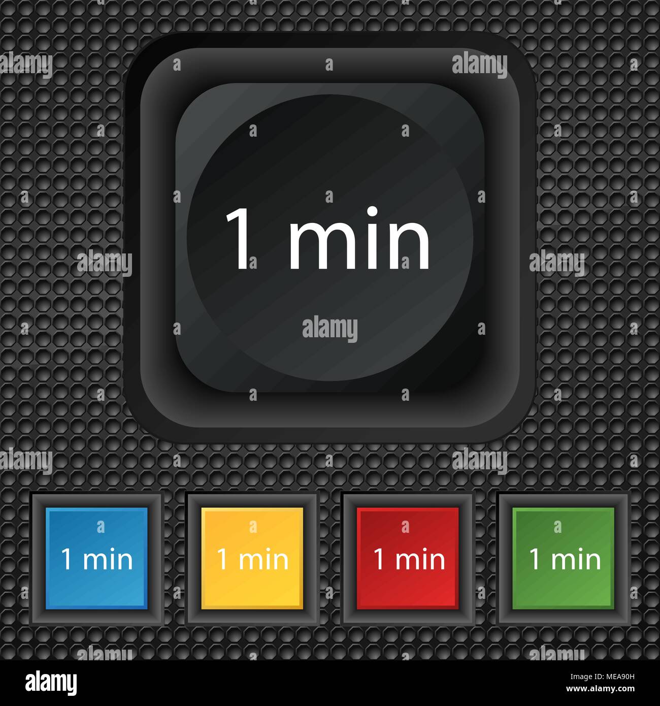 1 minutes sign icon. Set of colored buttons. Vector illustration Stock ...