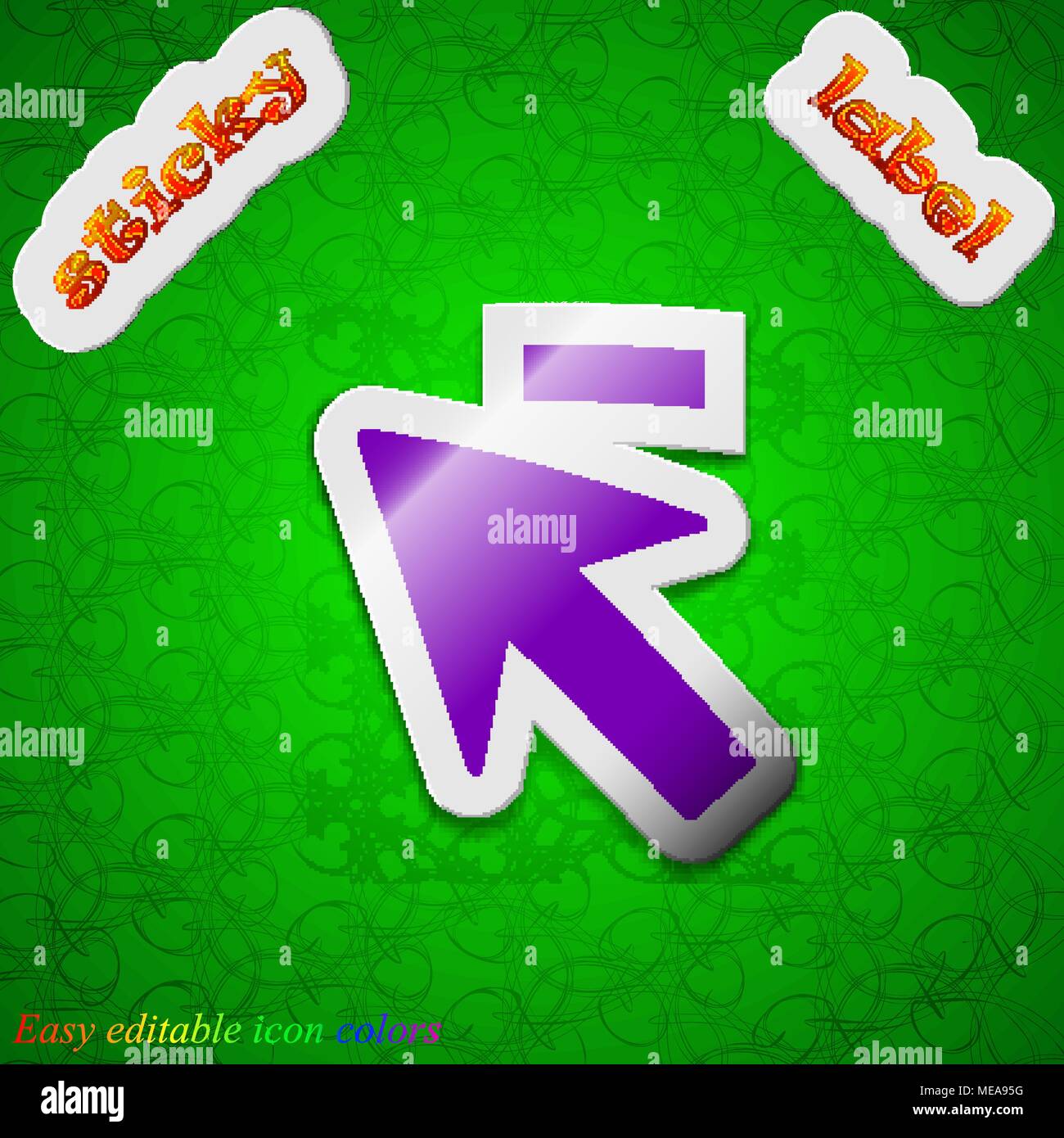 Cursor, arrow minus icon sign. Symbol chic colored sticky label on ...