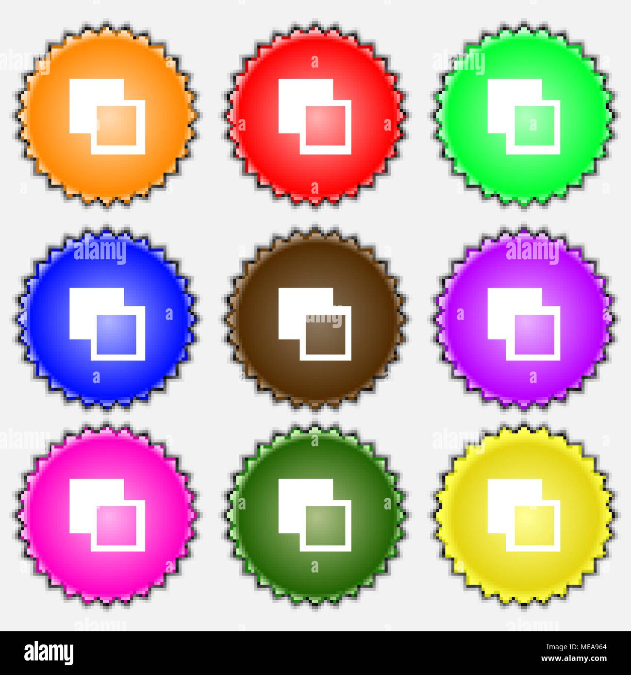 Active color toolbar icon sign. A set of nine different colored labels ...