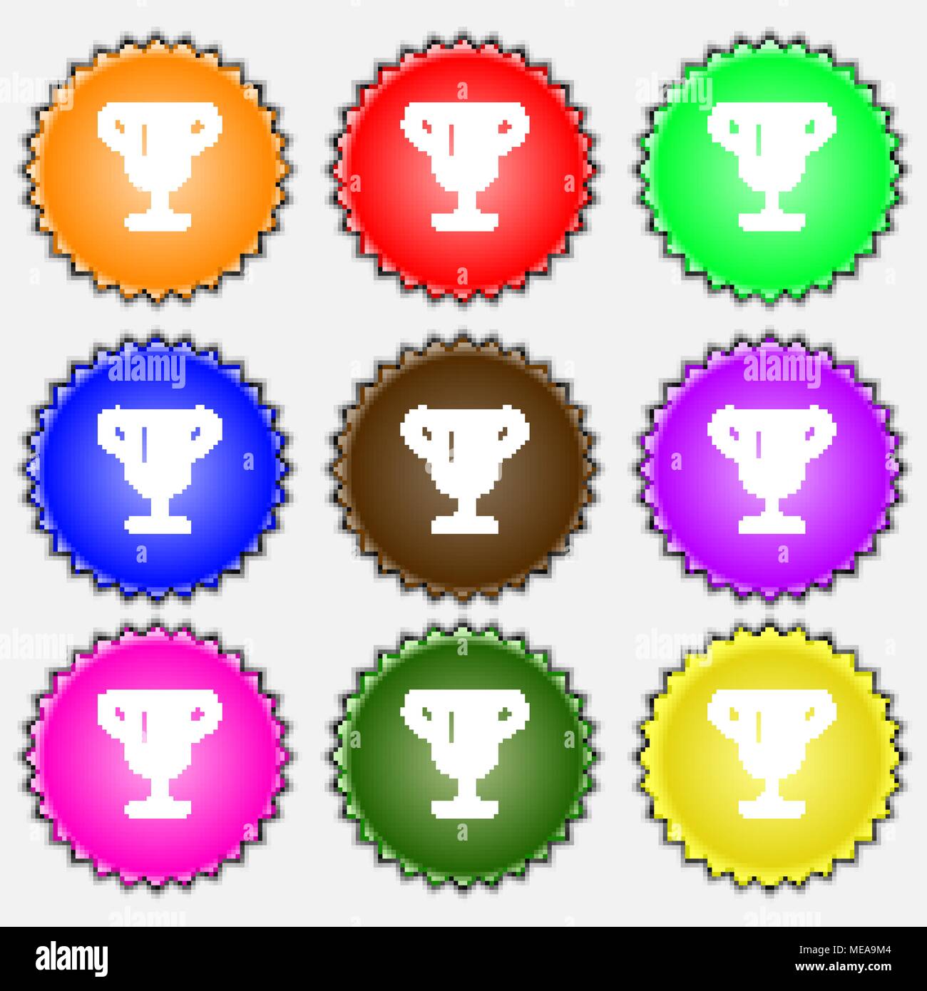 Winner cup, Awarding of winners, Trophy icon sign. A set of nine ...