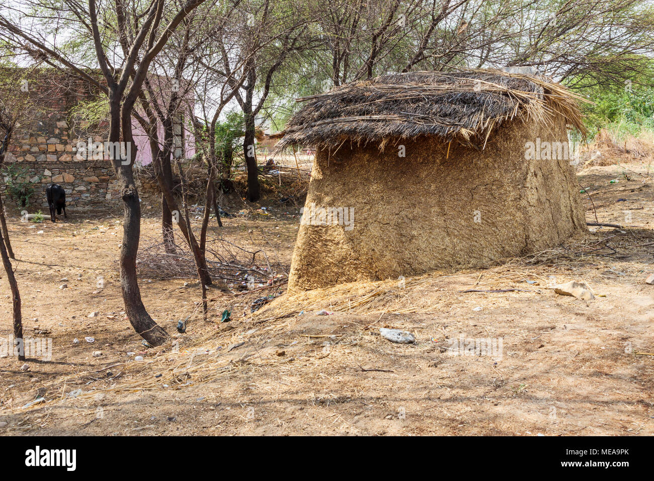 Traditional farming methods: view of typical roadside structure made of ...