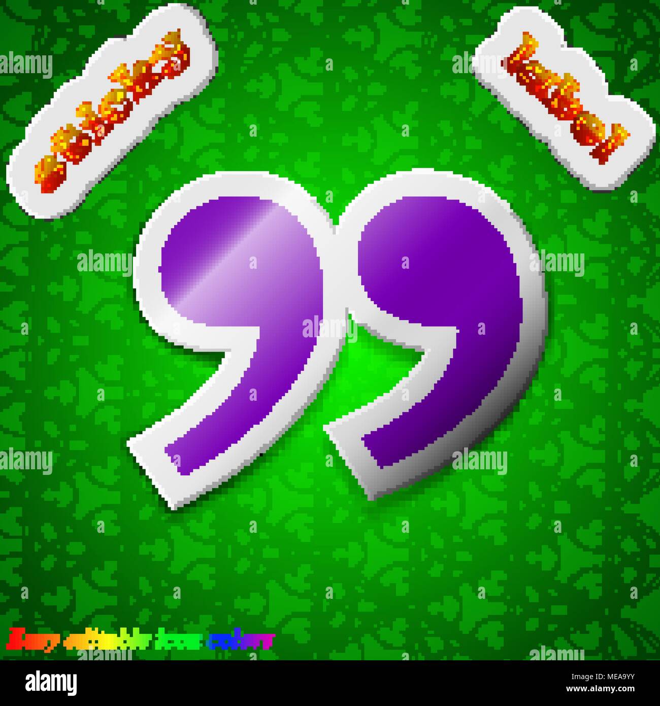 Double quotes at the end of words icon sign. Symbol chic colored sticky ...