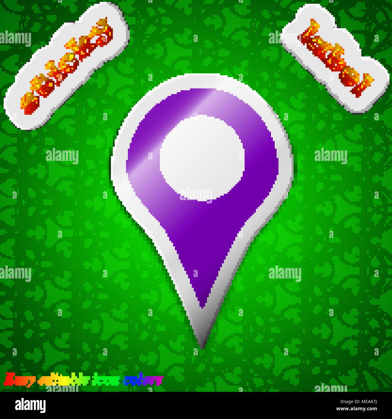 Map pointer, GPS location icon sign. Symbol chic colored sticky label ...