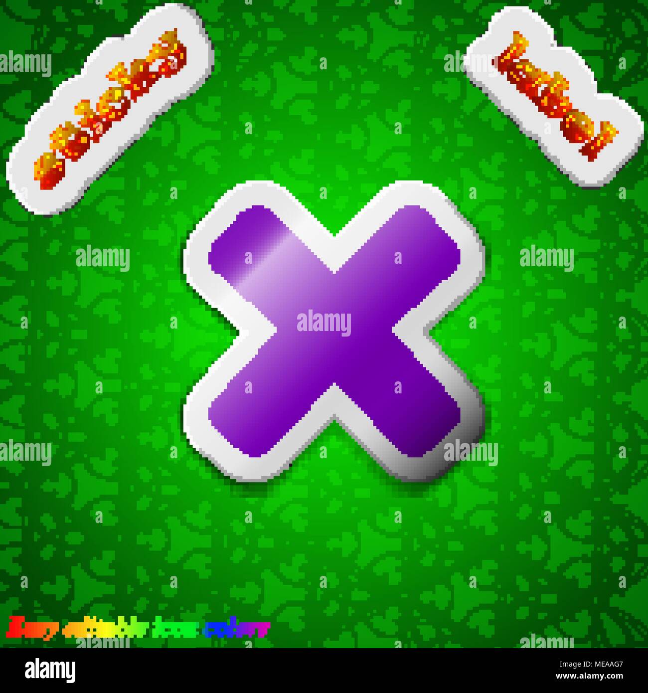 cancel, multiplication icon sign. Symbol chic colored sticky label on ...