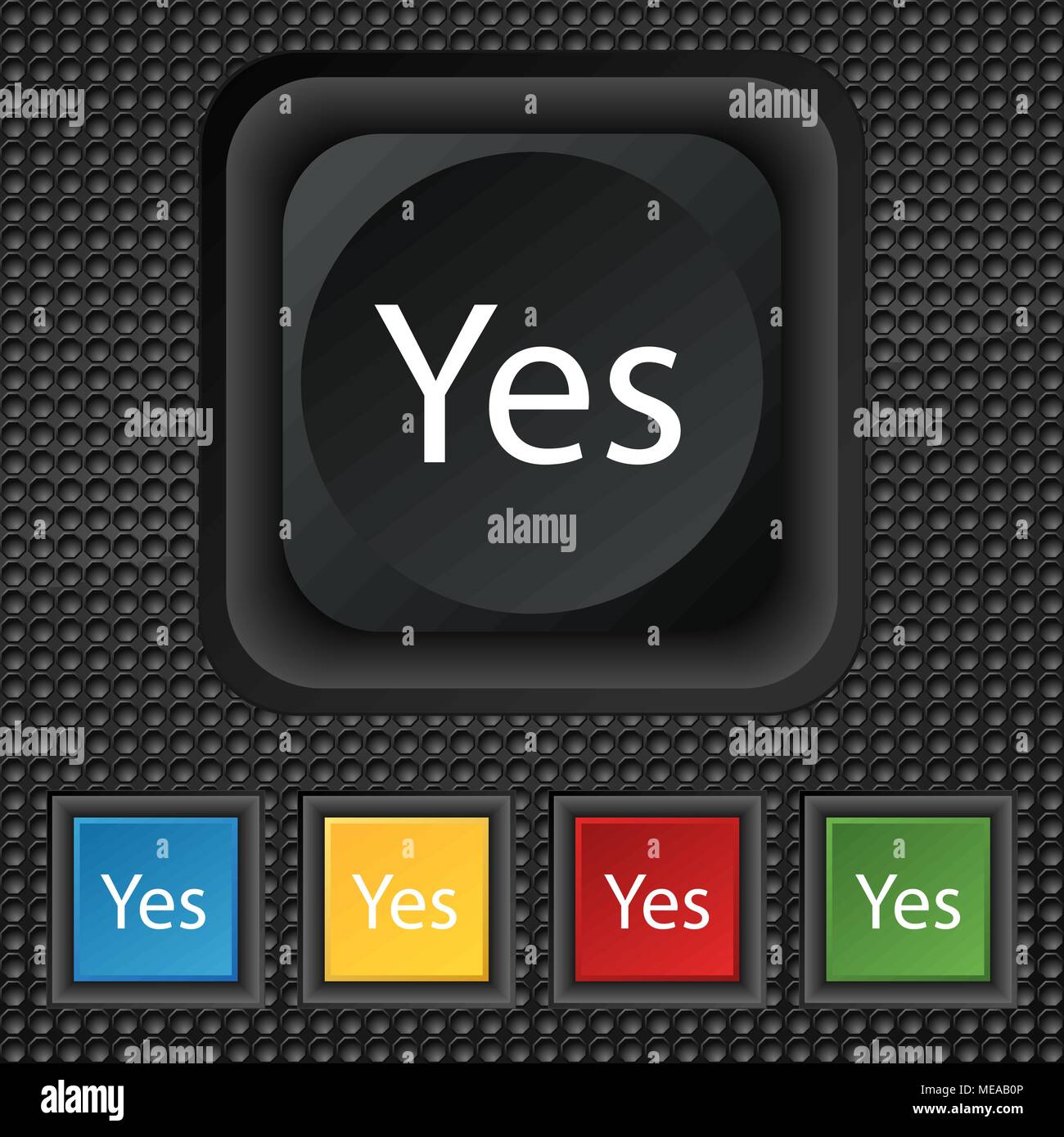 Yes sign icon. Positive check symbol. Set of colored buttons. Vector ...