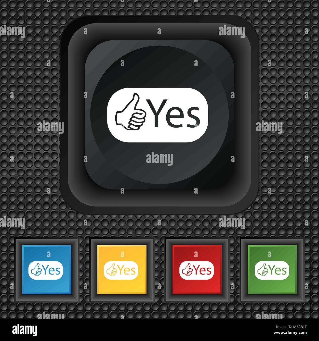 Yes sign icon. Positive check symbol. Set of colored buttons. Vector illustration Stock Vector ...