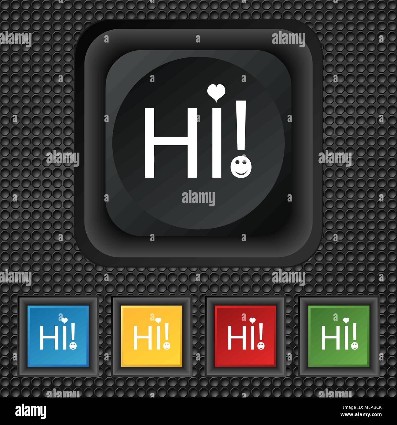 HI sign icon. India translation symbol. Set of colored buttons. Vector ...