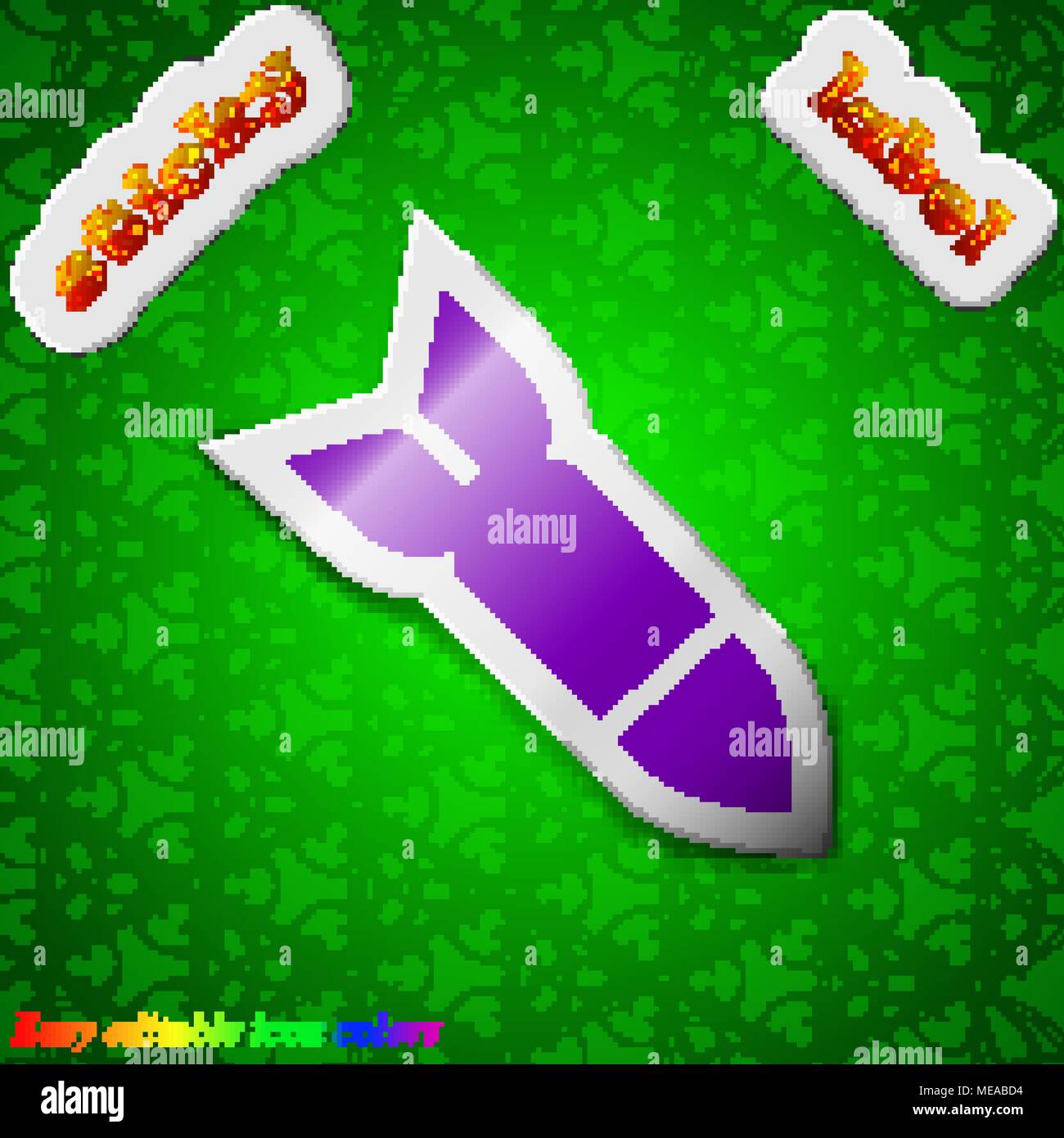 Missile,Rocket weapon icon sign. Symbol chic colored sticky label on ...