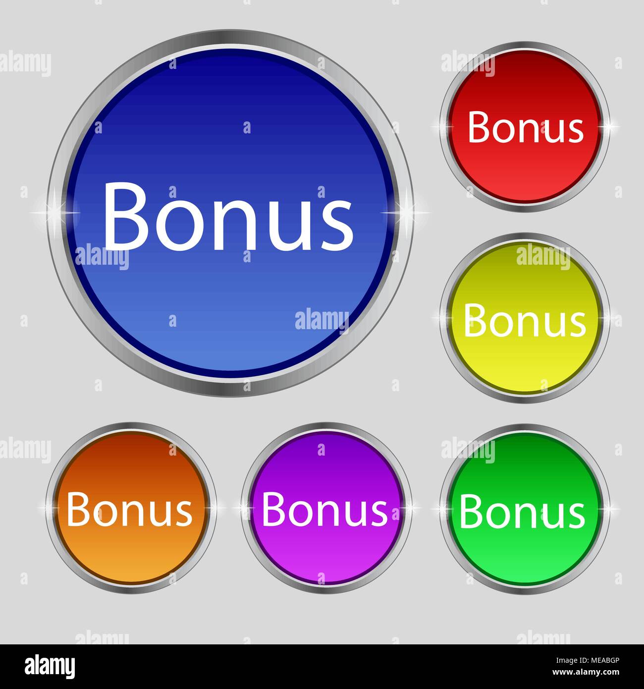 Bonus sign icon. Special offer label. Set of colored buttons. Vector ...