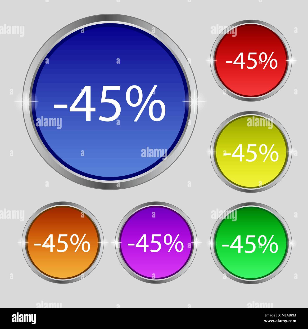 45 percent discount sign icon. Sale symbol. Special offer label. Set of ...