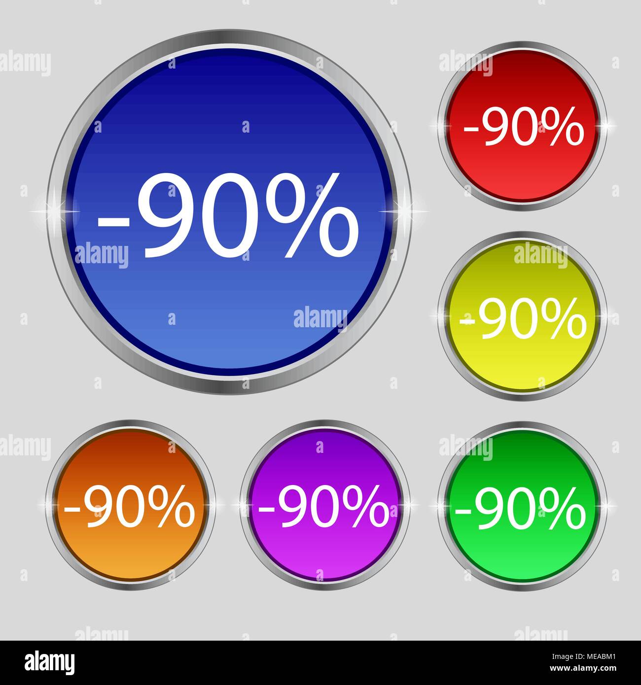 90 percent discount sign icon. Sale symbol. Special offer label. Set of ...