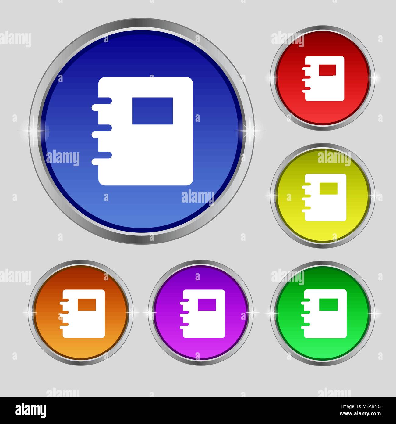 Book icon sign. Round symbol on bright colourful buttons. Vector ...