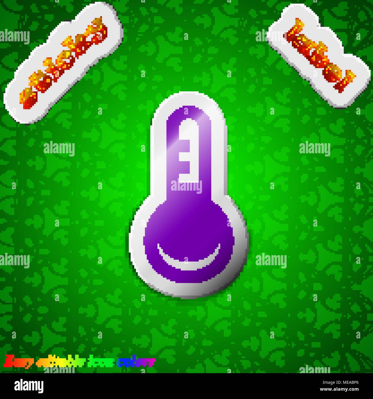 Thermometer, Temperature icon sign. Symbol chic colored sticky label on ...