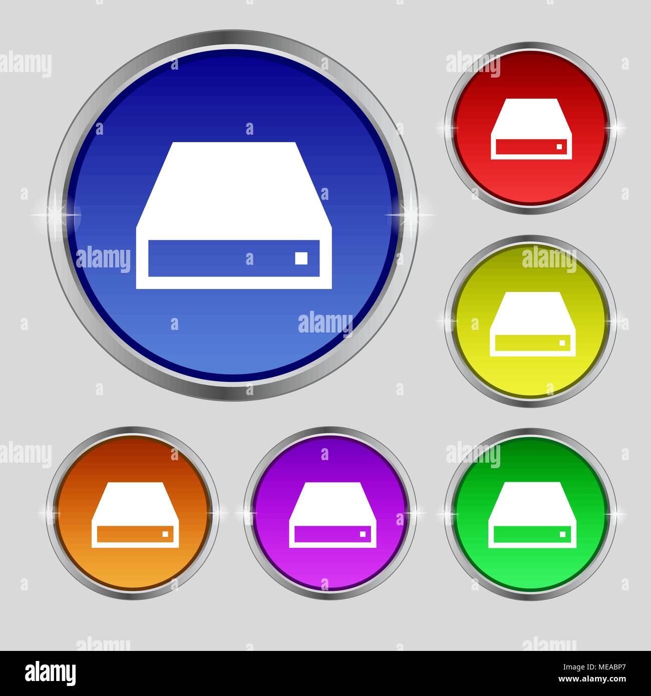 CD-ROM icon sign. Round symbol on bright colourful buttons. Vector ...