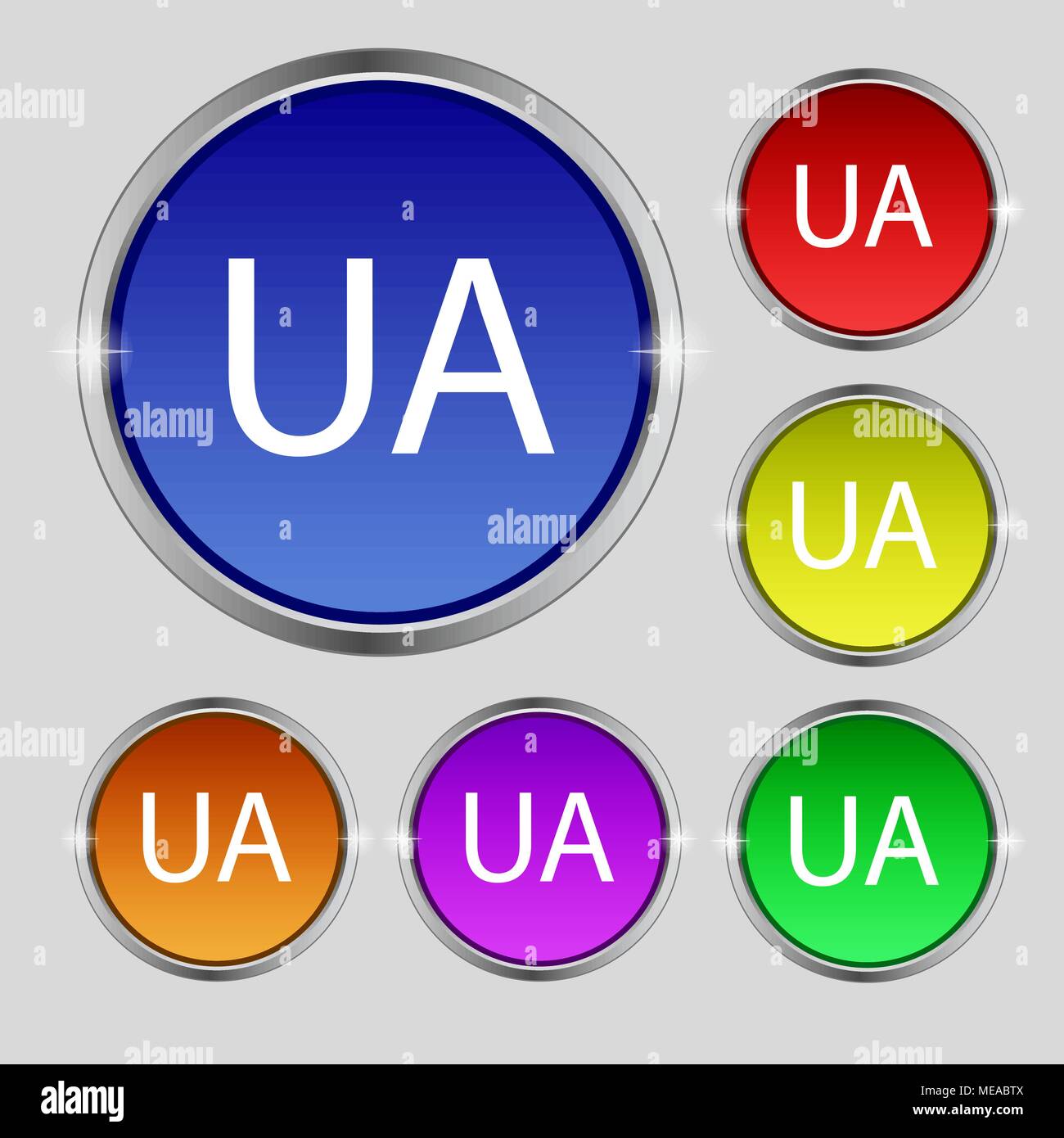 Ukraine sign icon. symbol. UA navigation. Set of colored buttons Vector ...