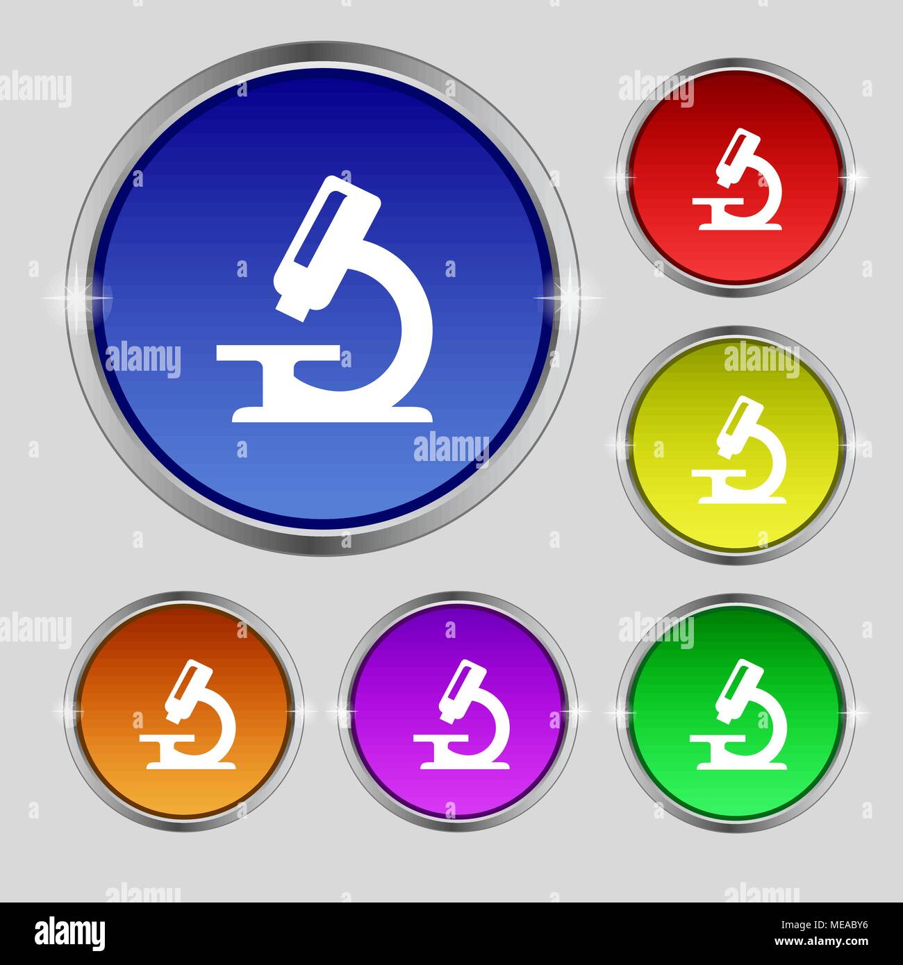 microscope icon sign. Round symbol on bright colourful buttons. Vector ...