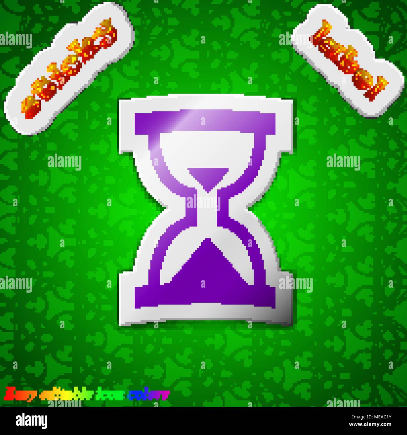 Hourglass, Sand timer icon sign. Symbol chic colored sticky label on ...