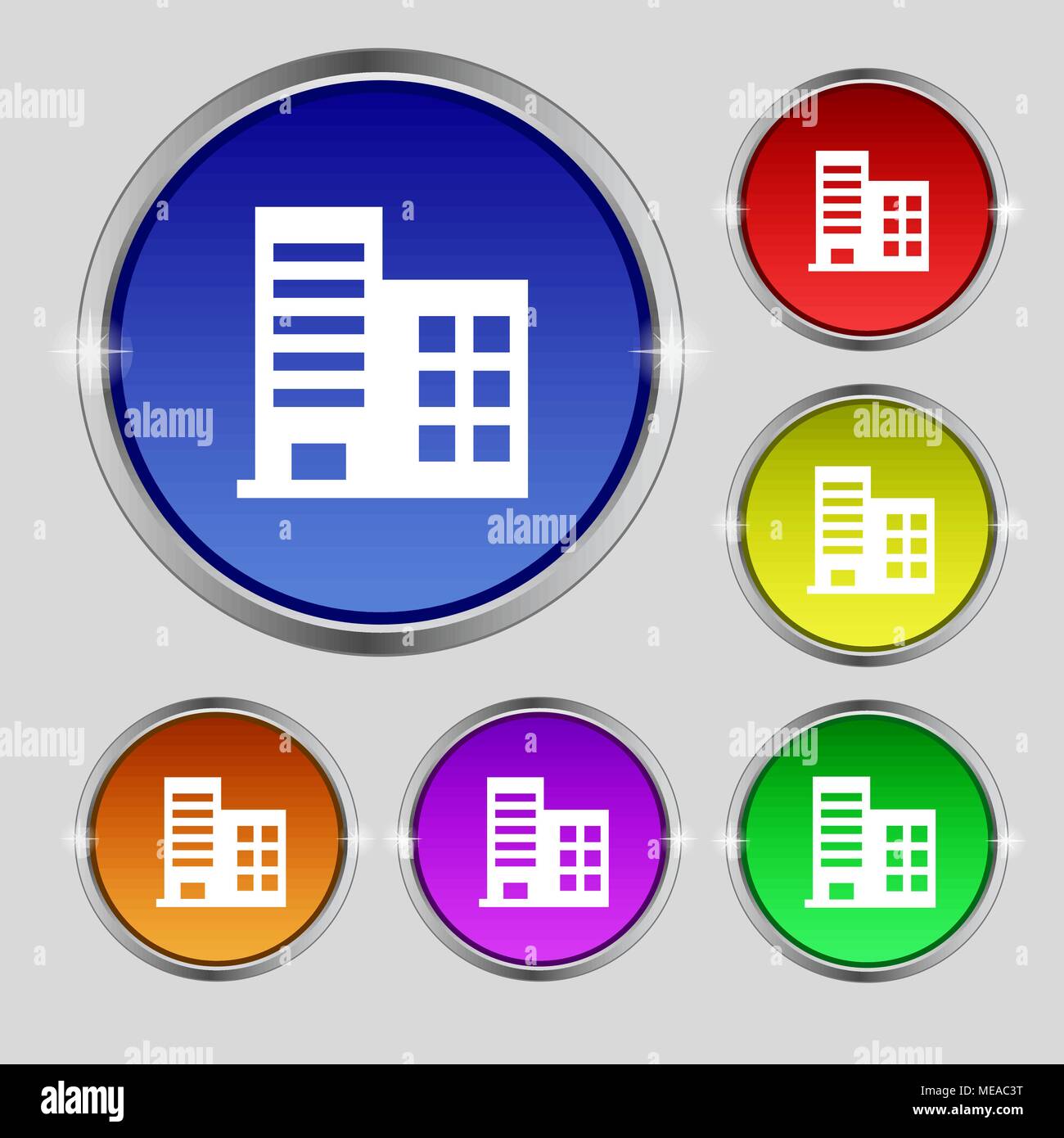 high-rise commercial buildings and residential apartments icon sign ...