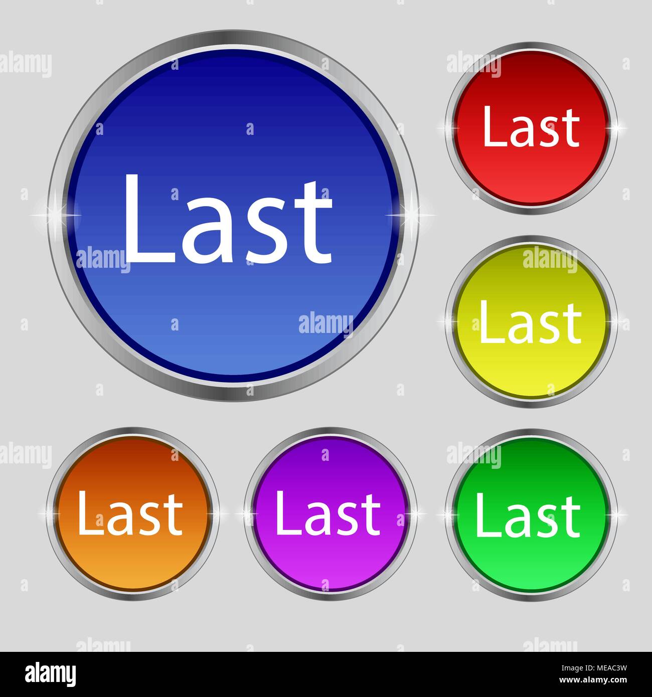 Last sign icon. Navigation symbol. Set of colored buttons. Vector ...