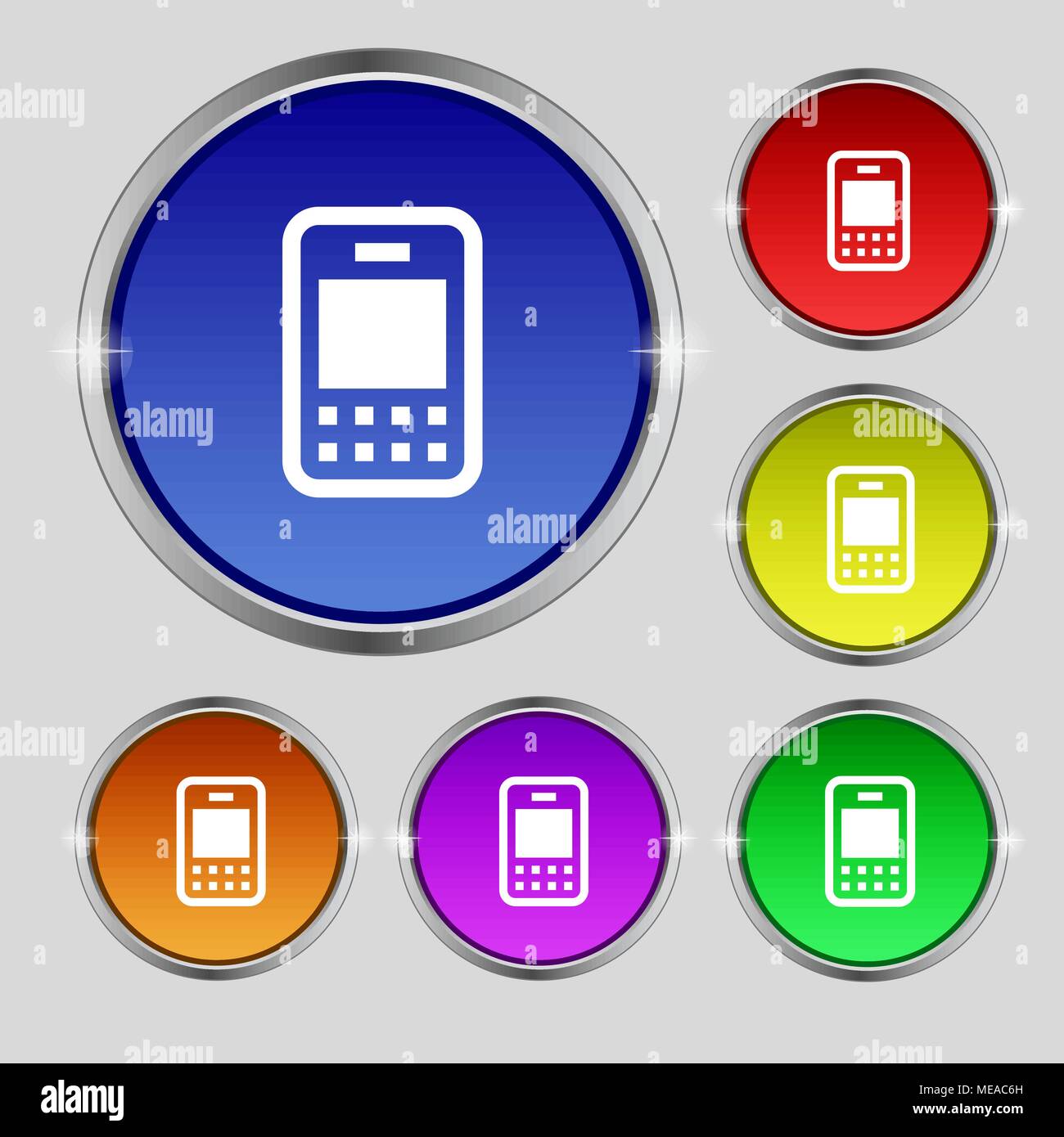 Mobile telecommunications technology icon sign. Round symbol on bright ...