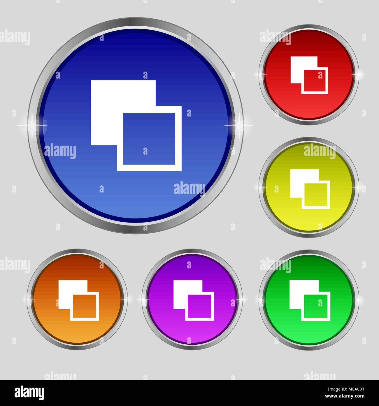 Active color toolbar icon sign. Round symbol on bright colourful ...