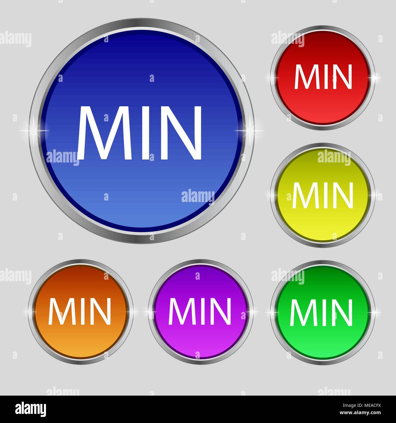 minimum sign icon. Set of colored buttons. Vector illustration Stock ...