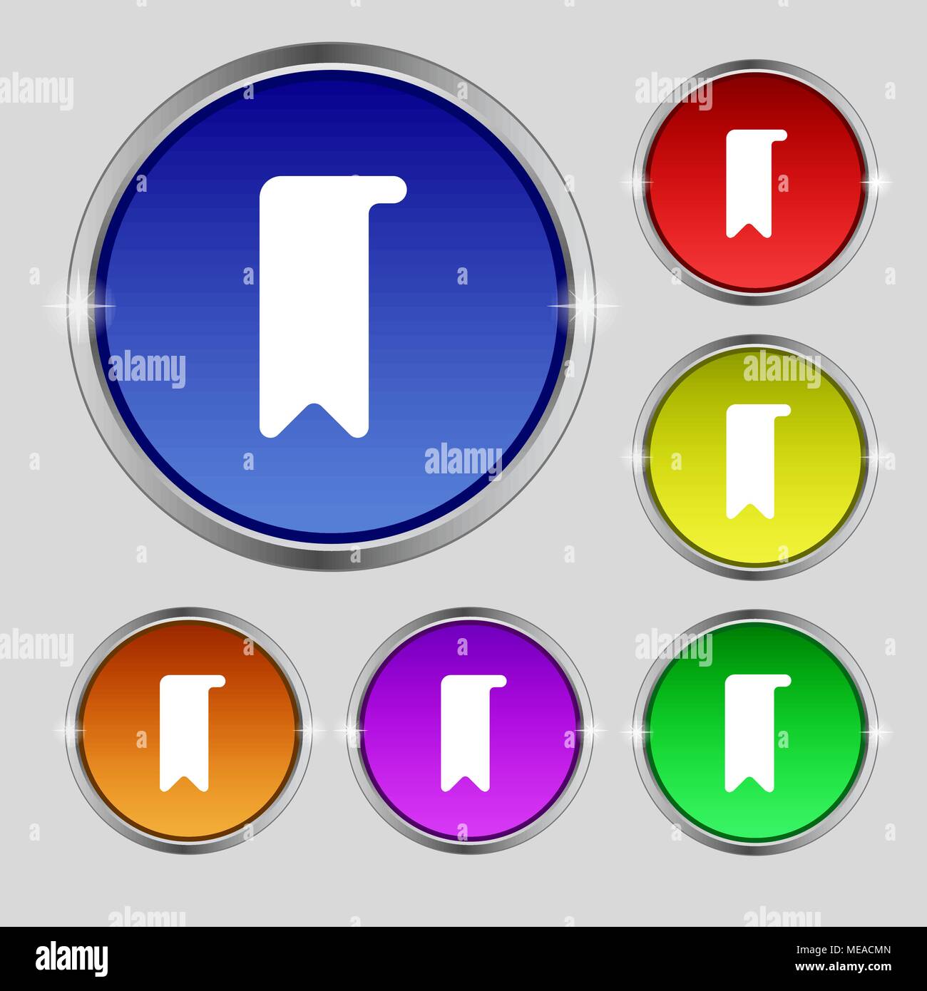 bookmark icon sign. Round symbol on bright colourful buttons. Vector ...