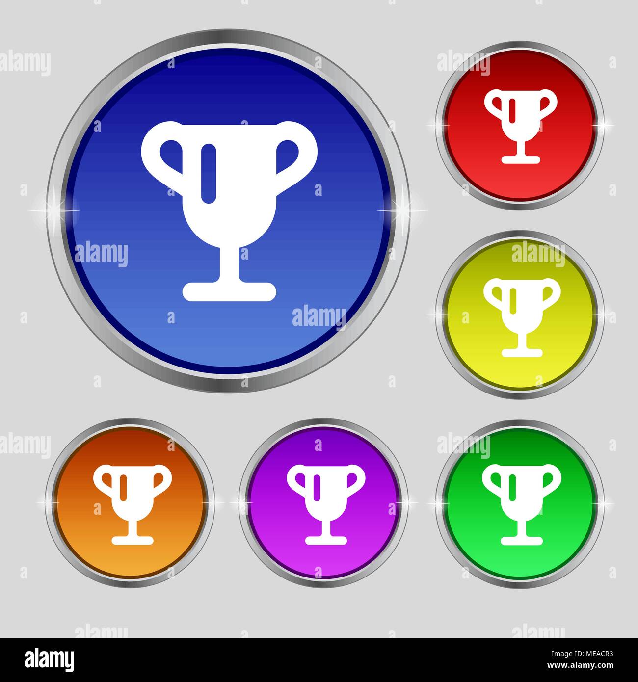 Winner cup, Awarding of winners, Trophy icon sign. Round symbol on ...