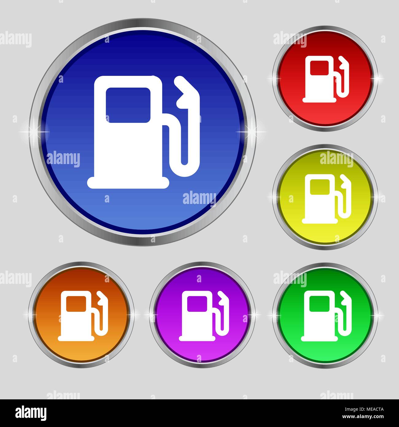 Petrol or Gas station, Car fuel icon sign. Round symbol on bright ...