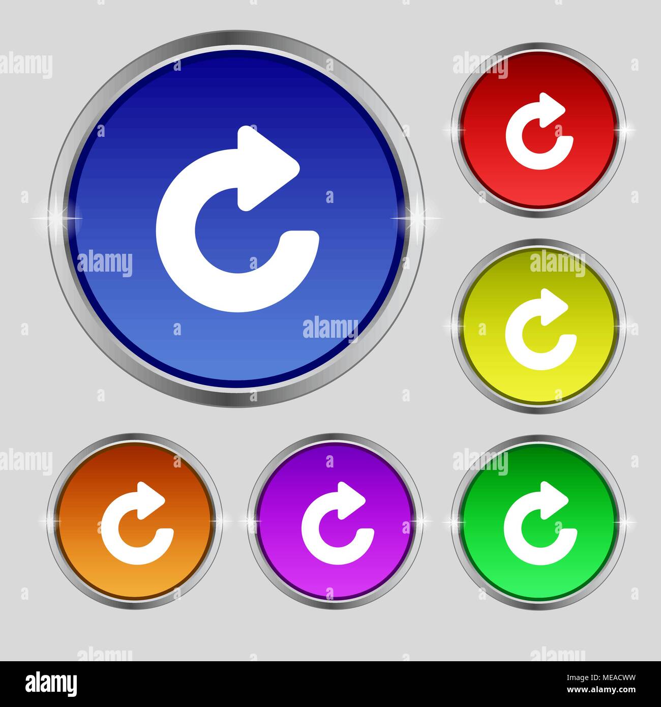 Upgrade, arrow icon sign. Round symbol on bright colourful buttons ...