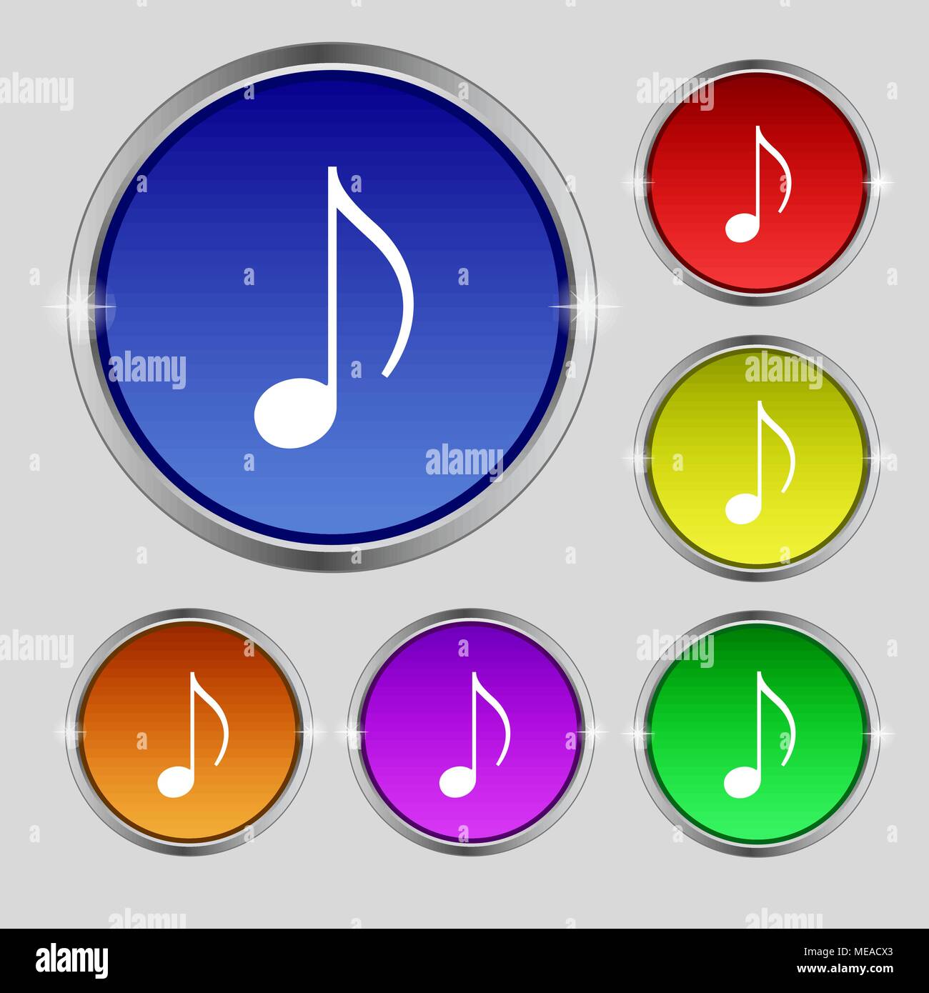 musical note, music, ringtone icon sign. Round symbol on bright ...