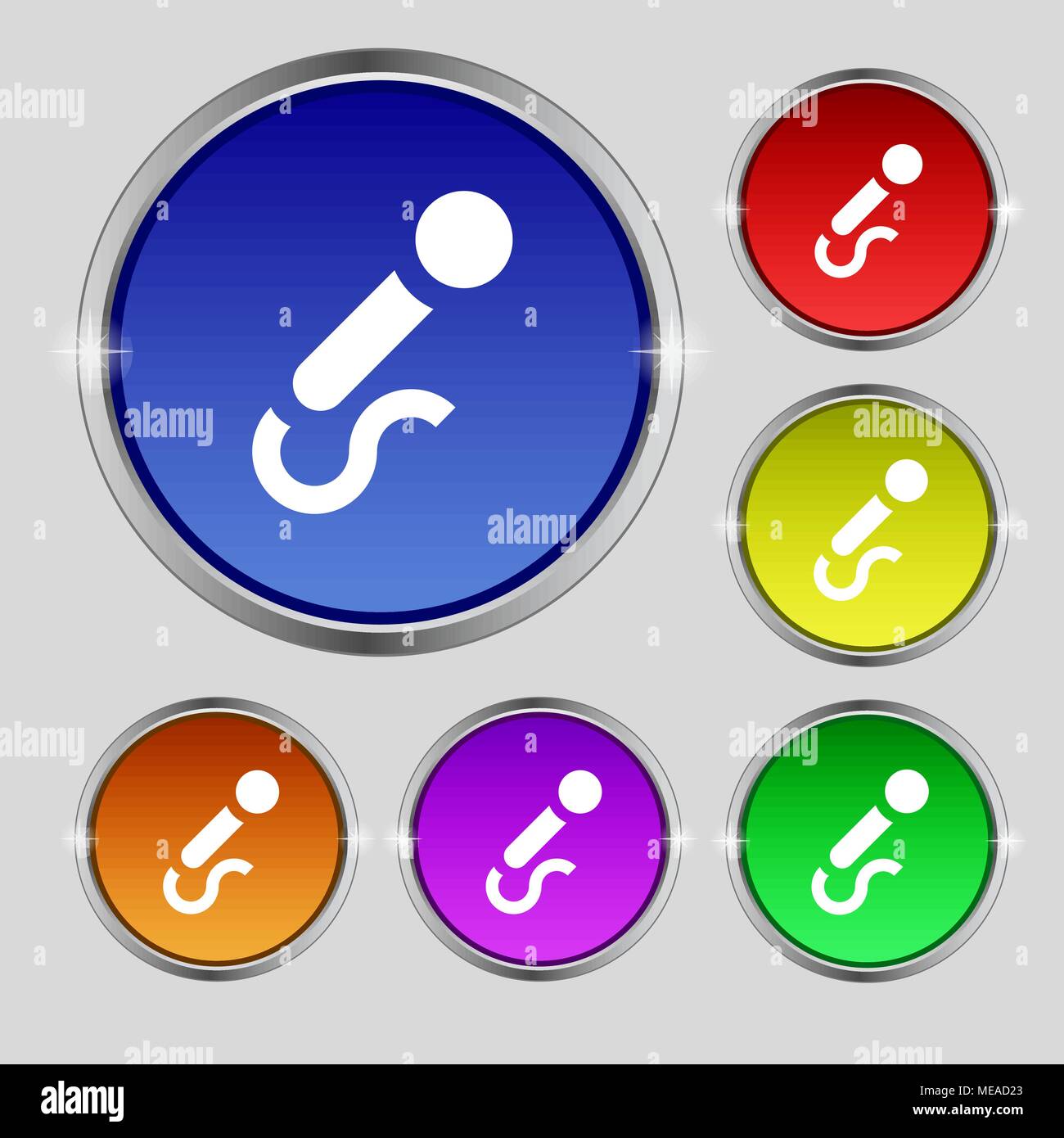 microphone icon sign. Round symbol on bright colourful buttons. Vector ...