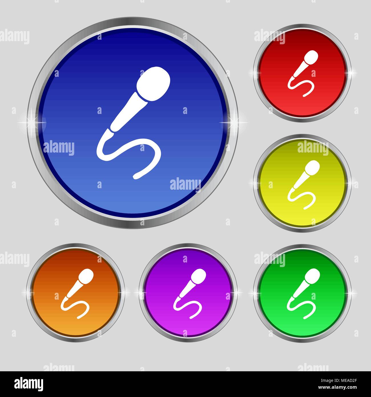 microphone icon sign. Round symbol on bright colourful buttons. Vector ...