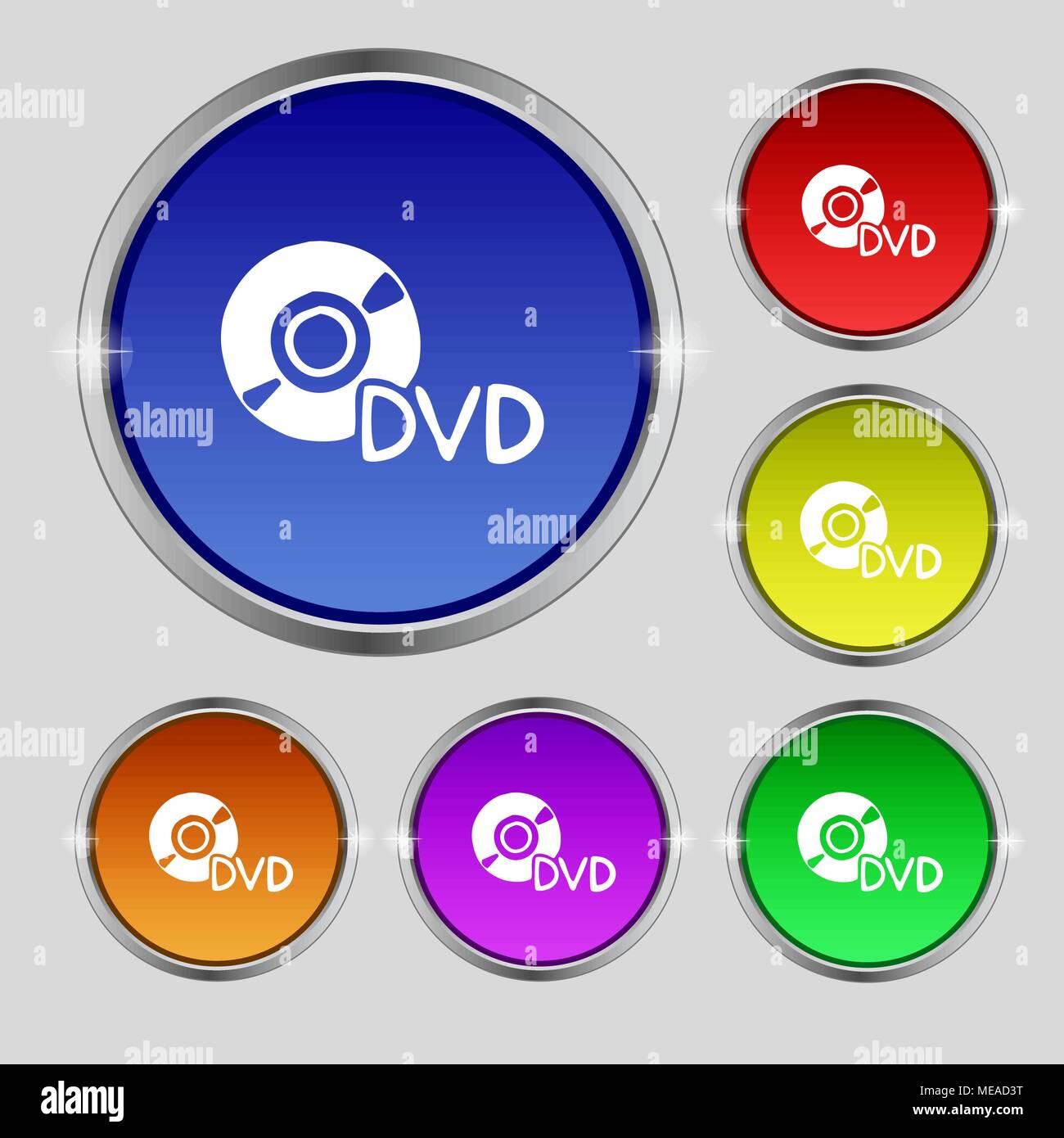 dvd icon sign. Round symbol on bright colourful buttons. Vector ...