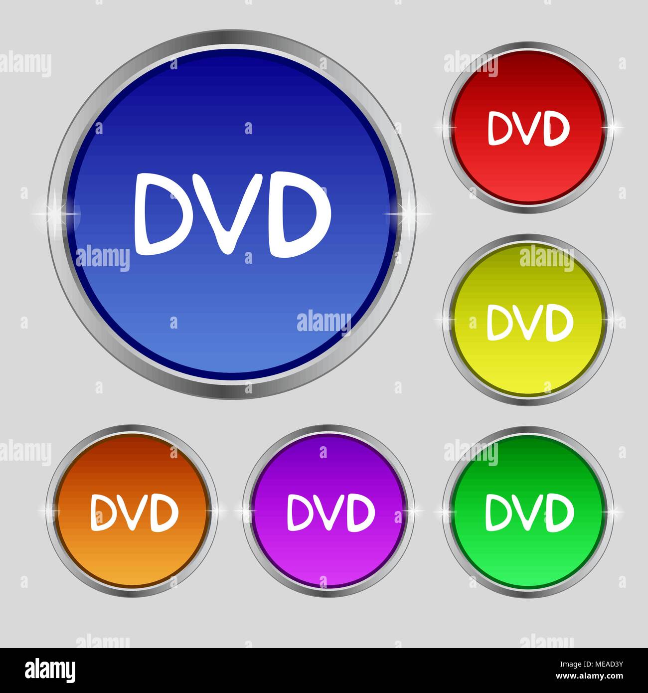 dvd icon sign. Round symbol on bright colourful buttons. Vector ...