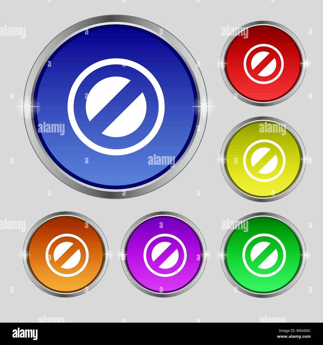 Cancel icon sign. Round symbol on bright colourful buttons. Vector ...