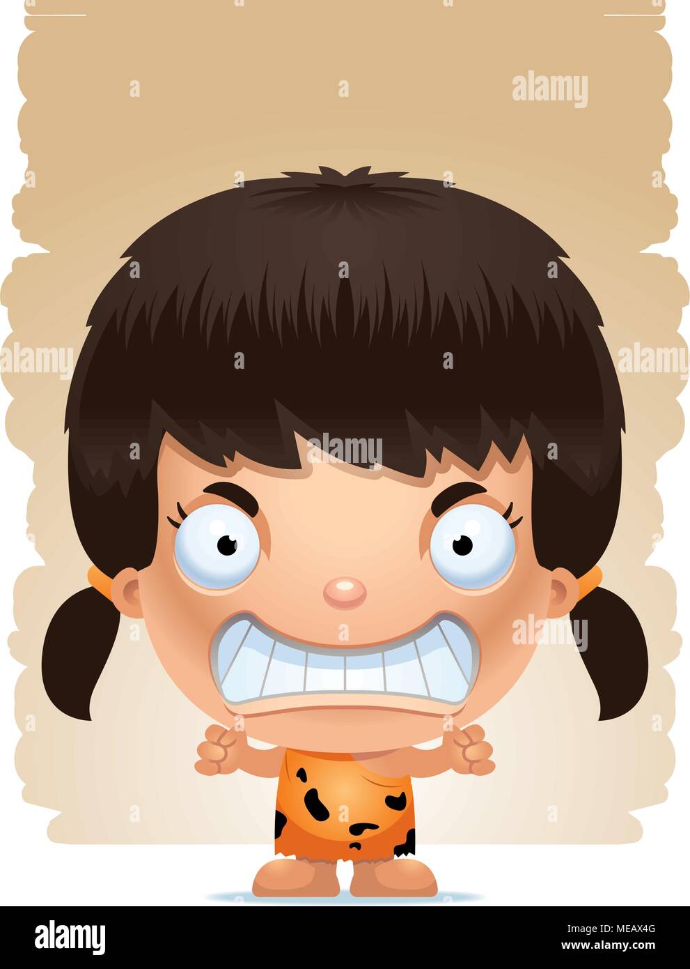A cartoon illustration of a girl caveman looking angry Stock Vector ...
