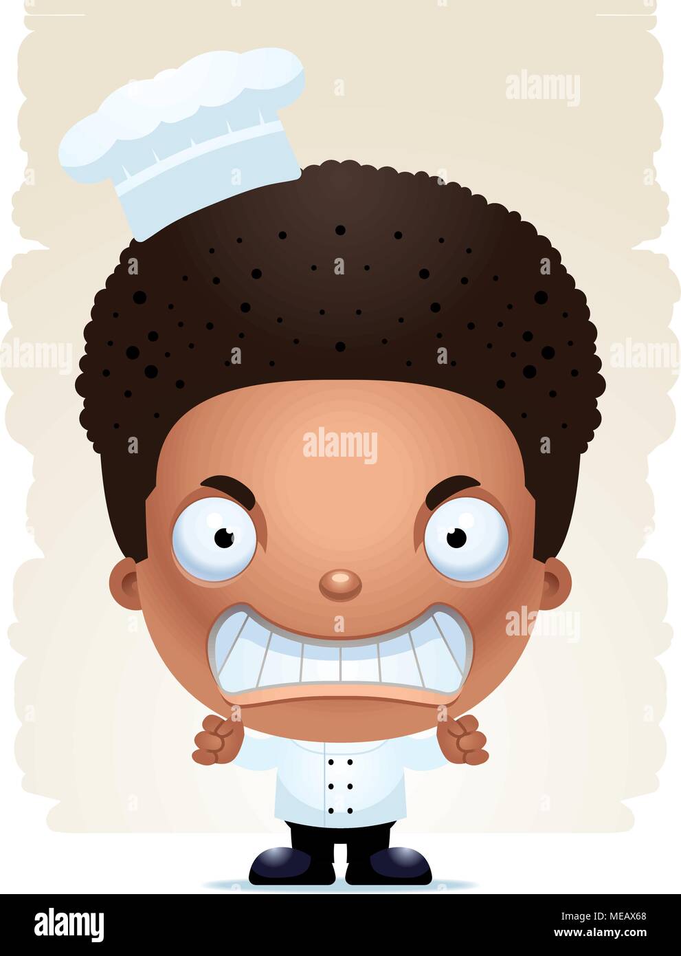 A cartoon illustration of a boy chef with an angry expression Stock ...