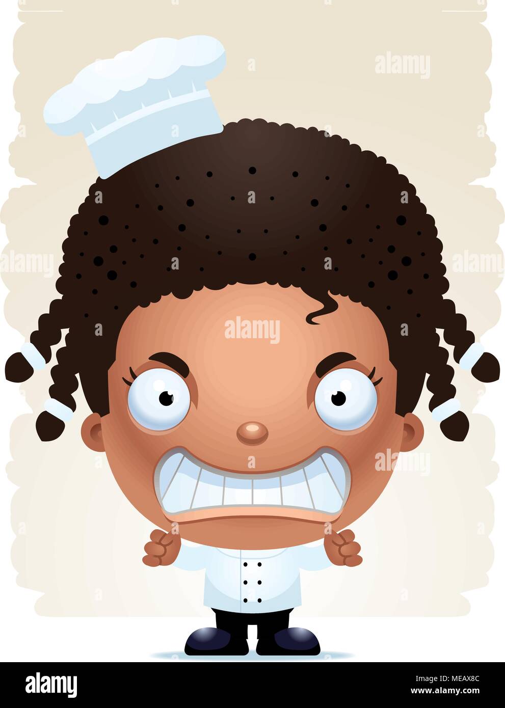 A cartoon illustration of a girl chef with an angry expression Stock ...