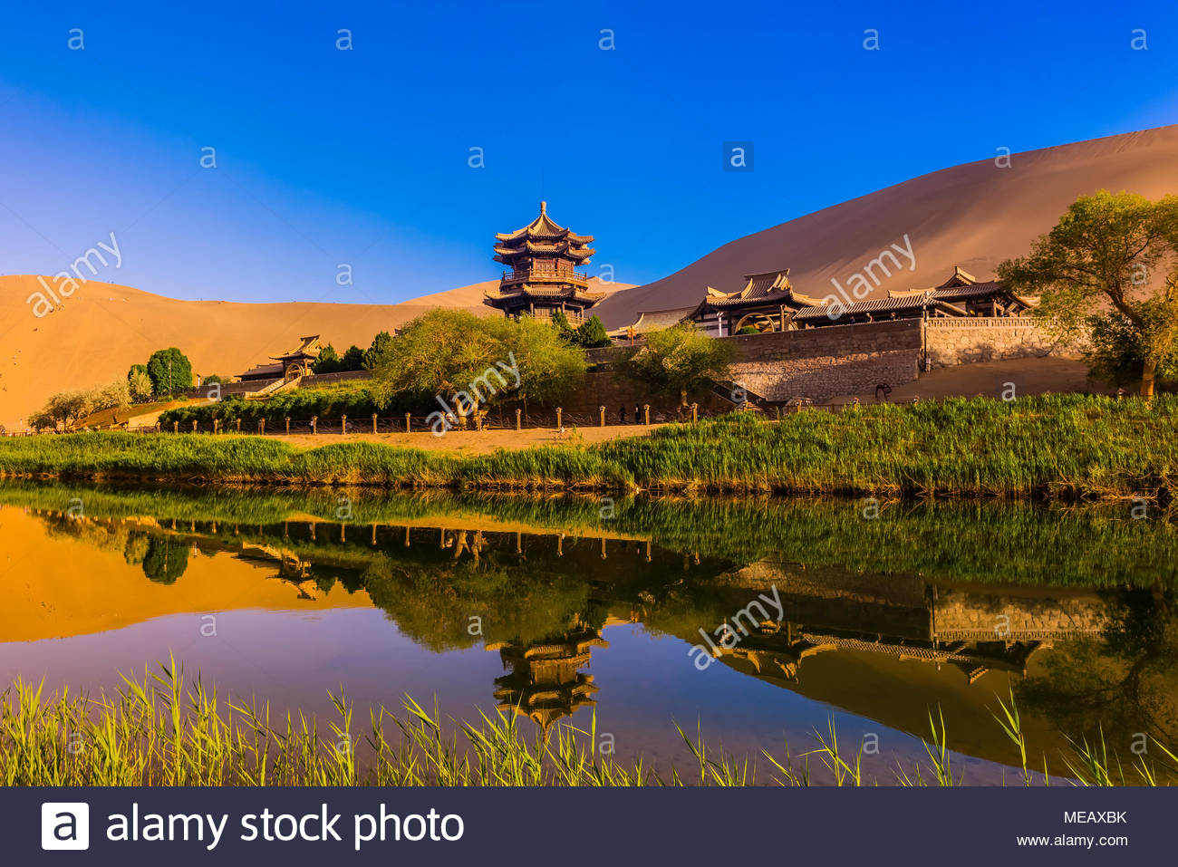 Crescent Lake Dunhuang Gansu Province Stock Photos & Crescent Lake ...