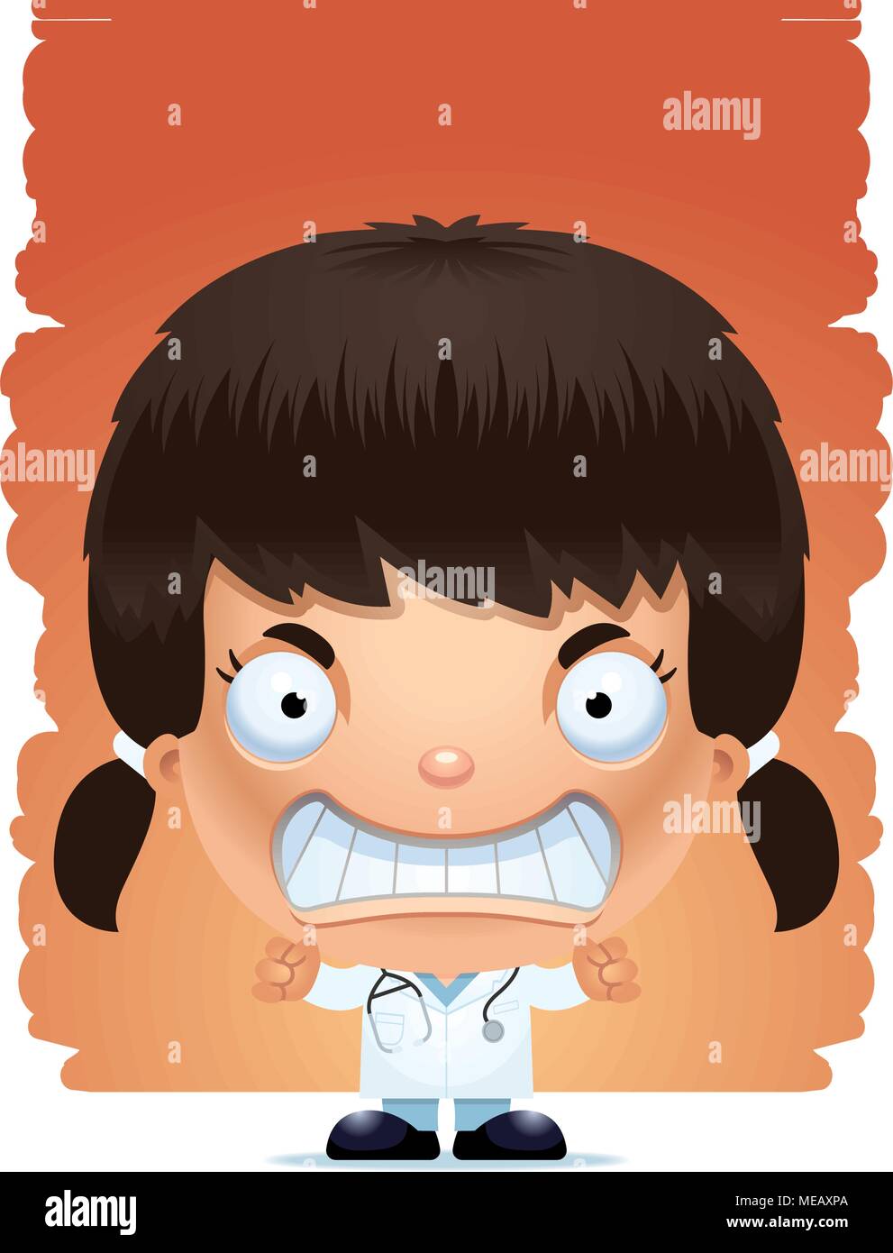 A cartoon illustration of a girl doctor looking angry Stock Vector ...