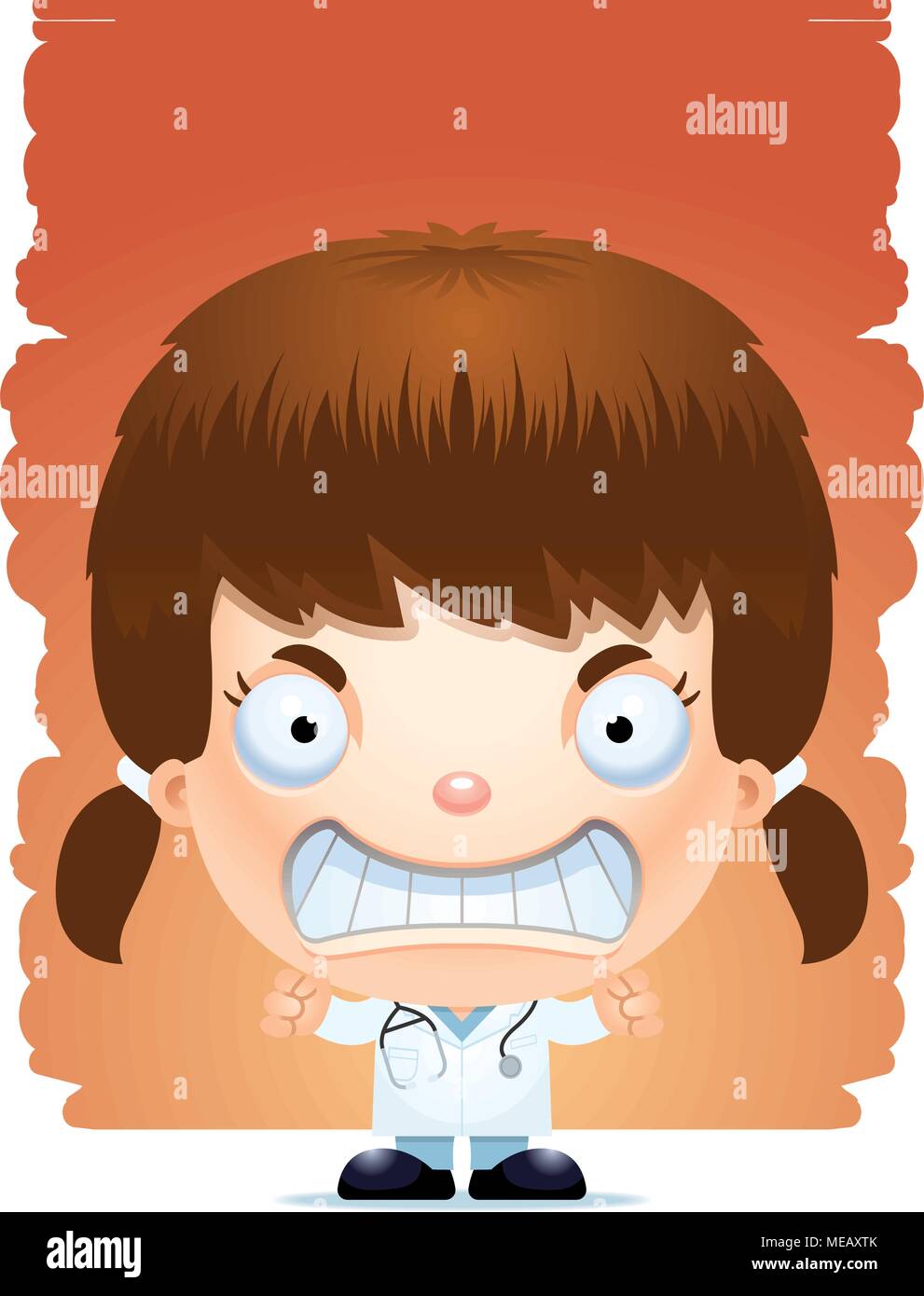 A cartoon illustration of a girl doctor looking angry Stock Vector ...