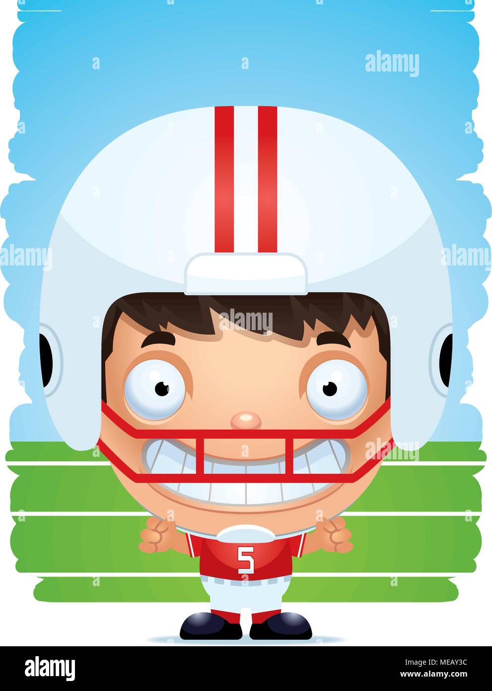A cartoon illustration of a boy football player smiling Stock Vector ...