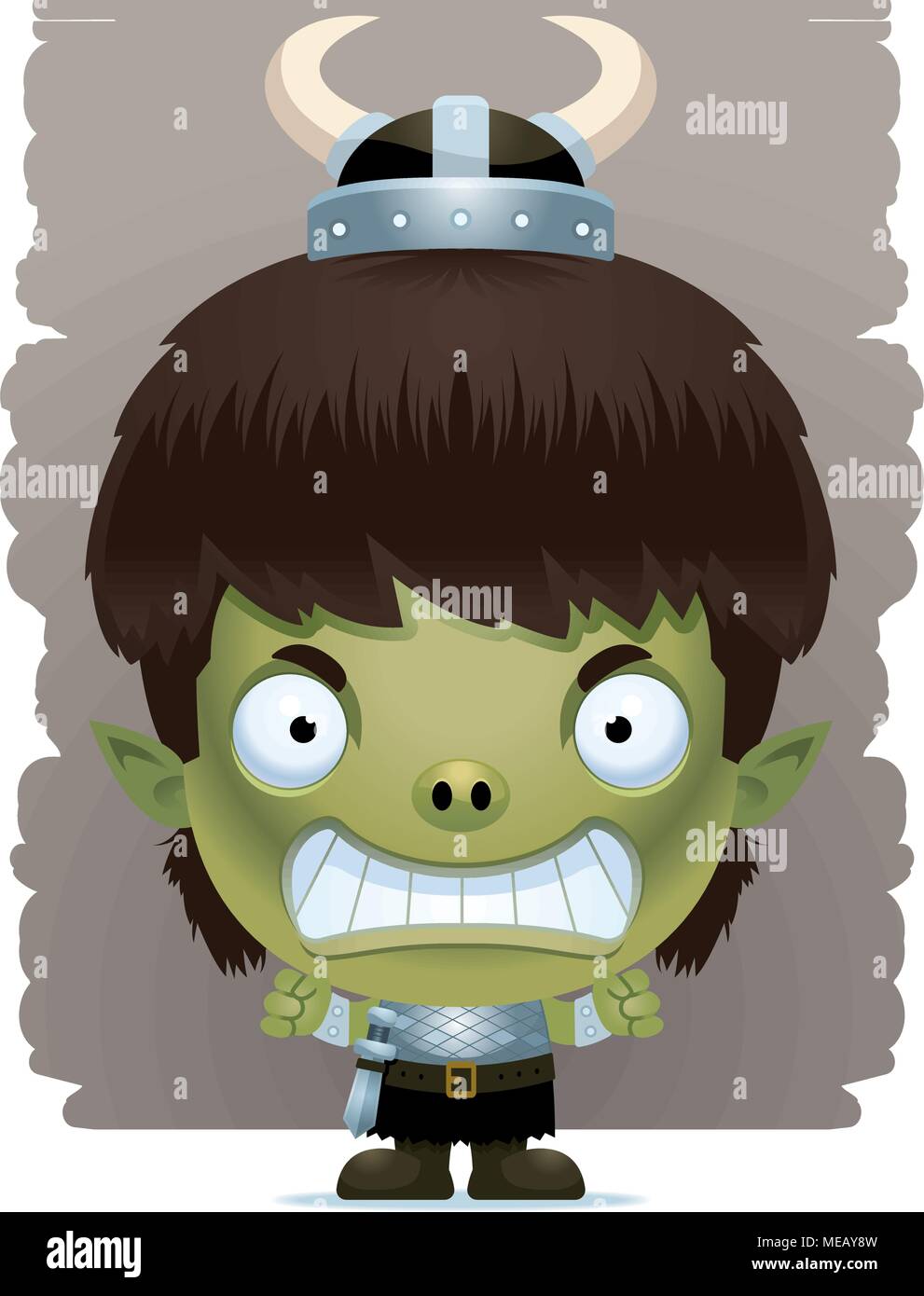 A cartoon illustration of a boy goblin with an angry expression Stock ...
