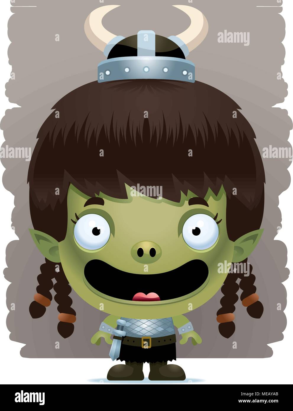 A cartoon illustration of a girl goblin smiling Stock Vector Image ...