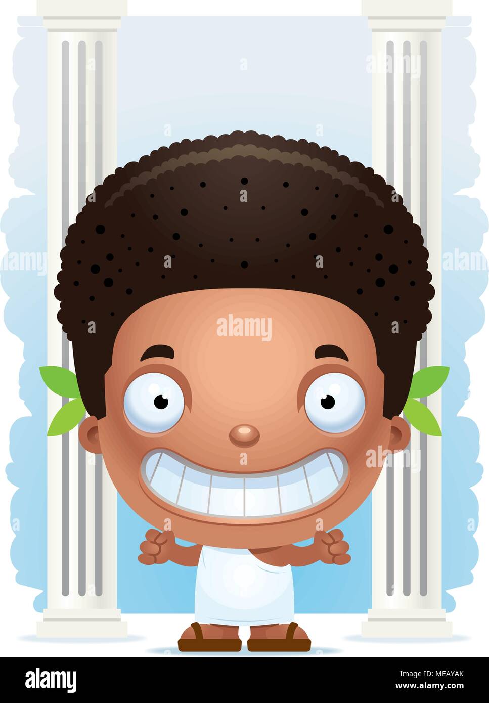 A cartoon illustration of a Greek boy standing and smiling Stock Vector ...